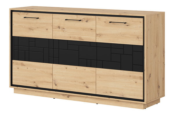 Skříňka BRW Pont KOM3D (dub artisan + černá matná) | HezkyNabytek