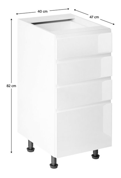 Spodní skříňka D40S4 Aurellia (bílá + bílý lesk) | HezkyNabytek